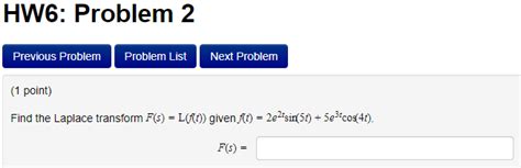Solved Hw6 Problem 1 Previous Problem Problem List Next