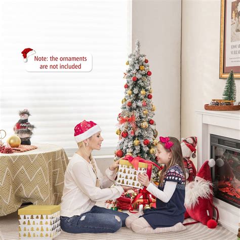 Costway Pre Lit Slim Pencil Led Artificial Christmas Tree 4ft Homebase