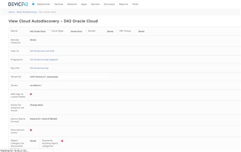 Oracle Cloud Discovery And Credentials Device42 Support Portal