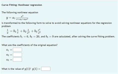 Solved Curve Fitting Nonlinear Regression The Following Chegg Com