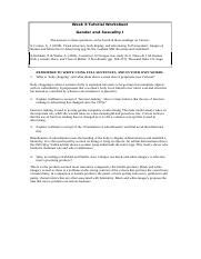 Worksheet Docx Week Tutorial Worksheet Gender And Sexuality I The Answers To These