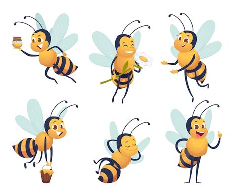 Premium Vector Cartoon Bee Character Bees Honey Flying Cute