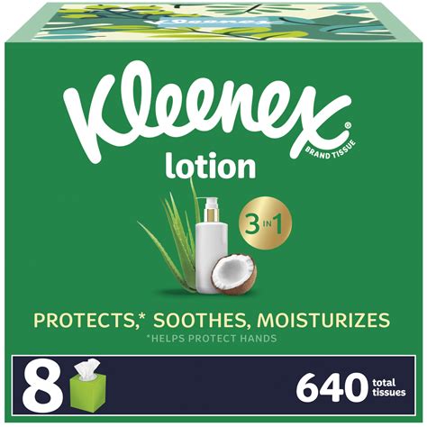 Kleenex Lotion Facial Tissues Oif8 With Coconut Oil 8 Cube Boxes 80