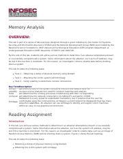 Infosec Learning Memory Analysis Pdf Memory Analysis OVERVIEW This Lab Is