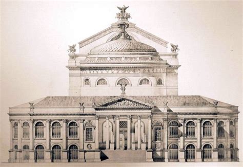 Front Elevation Of The Teatro Massimo Palermo Architecture Drawing