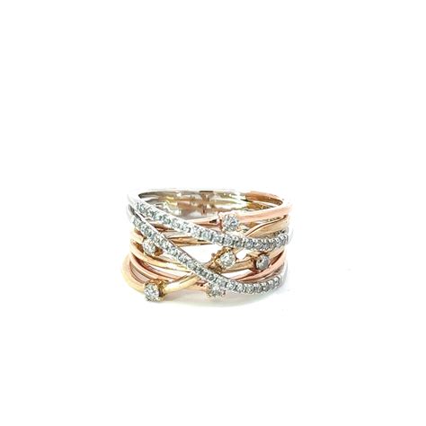 10k Tri Color Twist Diamond Ring Sun Jewelers