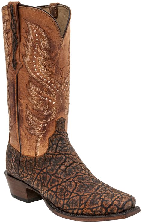 Lucchese Wes Elephant Exotic Western Boots Square Toe Sheplers