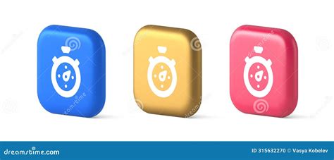Stopwatch Button Timer Speed Time Counting Application Panel Interface 3d Realistic Icon Stock