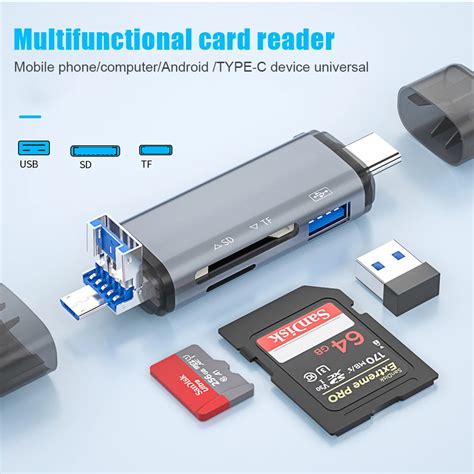 In Type C Adapter OTG TF Micro USB SD Card Reader USB C Memory Card For Laptop Mobile Phone