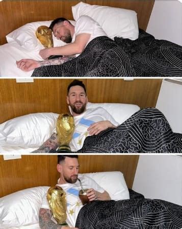 La Muy Entra Able Imagen De Leo Messi En Sus Redes Sociales Durmiendo Con Su Preciada Copa Del