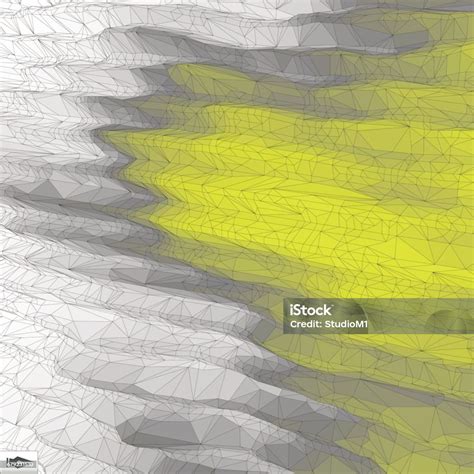 3d 원근 격자 배경 텍스처입니다 모자이크 벡터 일러스트입니다 3차원 형태에 대한 스톡 벡터 아트 및 기타 이미지 3차원