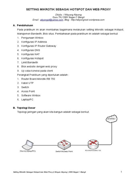 Setting Hotspot Web Proxy Mikrotik Pdf