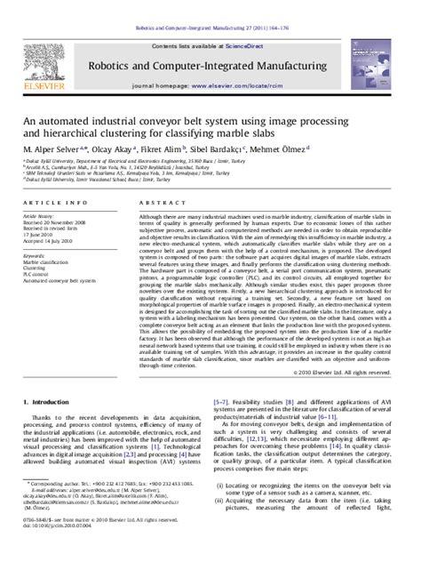 Pdf An Automated Industrial Conveyor Belt System Using Image
