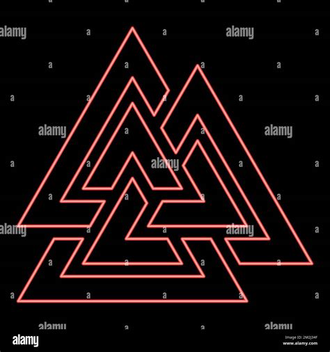 Neon Valknut Symbol Red Color Vector Illustration Image Flat Style