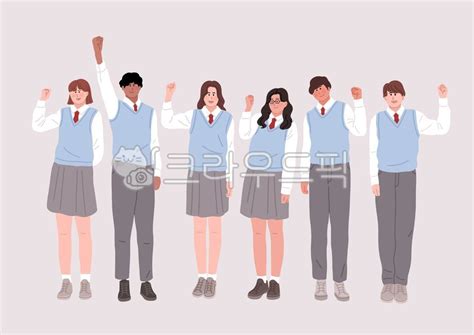 학생 화이팅 서있는 여학생 남학생 사진 이미지 일러스트 캘리그라피 Greenymm작가