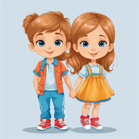 Vector Hermano Y Hermana Sobre Un Fondo Blanco Vector Premium