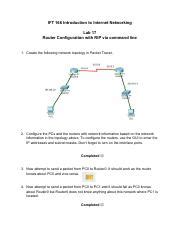 Lab Router Configuration With RIP Via Command Line NEW Pdf IFT Introduction To Internet