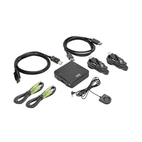 2 Port DisplayPort KVM Switch 4K 60 Hz With Audio Cables And USB Peripheral Sharing Eaton