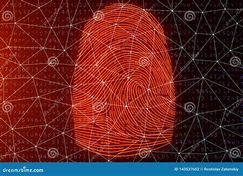 3D Illustration Fingerprint Scan Provides Security Access With