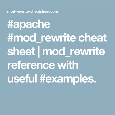 apache mod rewrite cheat sheet