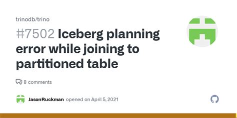 Iceberg Planning Error While Joining To Partitioned Table · Issue 7502 · Trinodbtrino · Github
