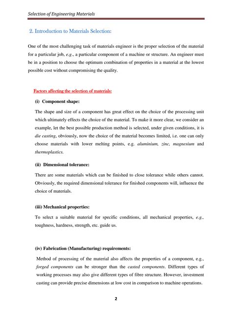 Solution Lecture 2 Material Selection Engineering Studypool