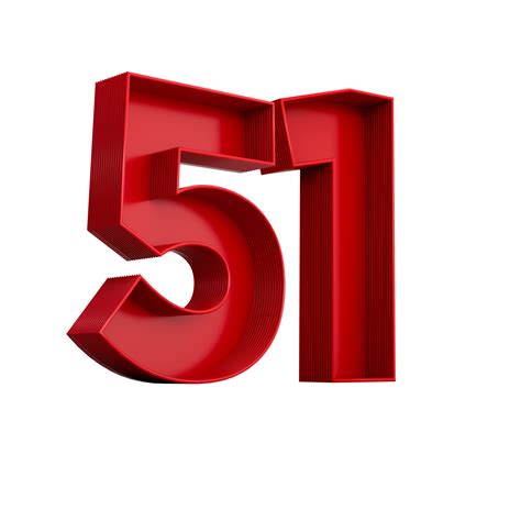 3d Illustration Of Red Number 51 Or Fifty One Inner Shadow 23610218 PNG