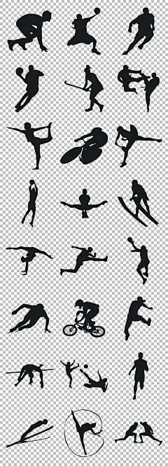 创意手绘体育运动人物剪影免抠png素材 花瓣网