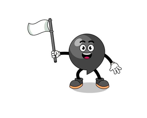 Premium Vector Cartoon Illustration Of Comma Symbol Holding A White Flag