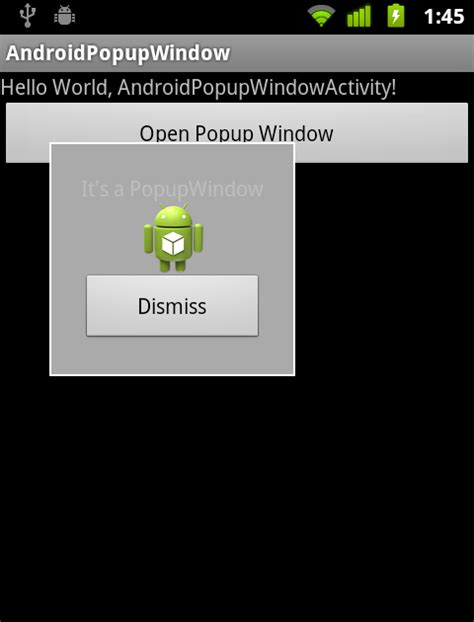 Android Er Example Of Using PopupWindow