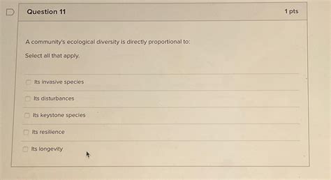 Solved Question 111 ﻿ptsa Communitys Ecological Diversity