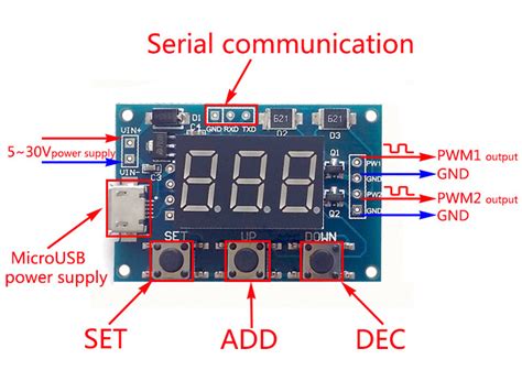 Channel PWM Pulse Adjustable Frequency Square Wave Signal Generator Module ICStation