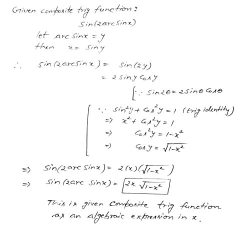 [solved] H Write Each Composite Trig Expression As An Algebraic
