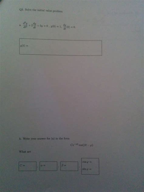 solved q3 solve the initial value problem a d 2y dt 2 2