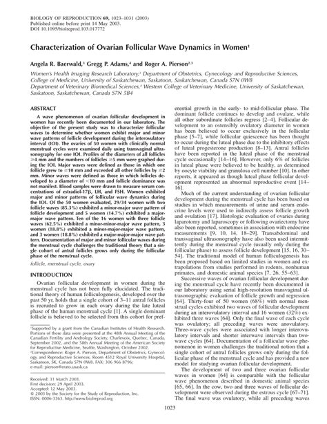 Pdf Characterization Of Ovarian Follicular Wave Dynamics In Women