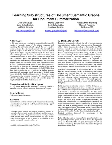 Pdf Learning Sub Structures Of Document Semantic Graphs For Document