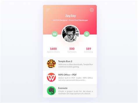 User Profile Ui Design By Jayjay On Dribbble