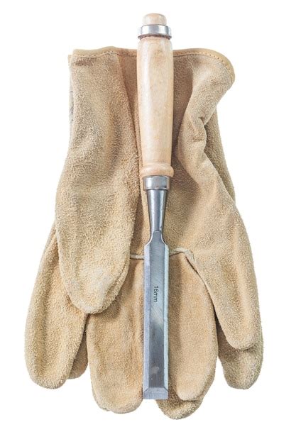 Premium Photo Leather Safety Gloves Chisel Isolated On White