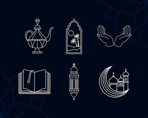 Premium Vector Six Ramadam Kareem Icons
