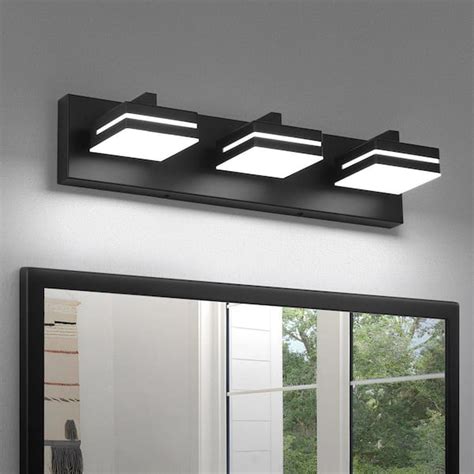 Jusheng 1969in 3 Light Black Led Bathroom Vanity Light With Dimmable