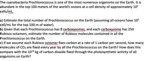 Solved The Cyanobacteria Prochlorococcus Is One Of The Most