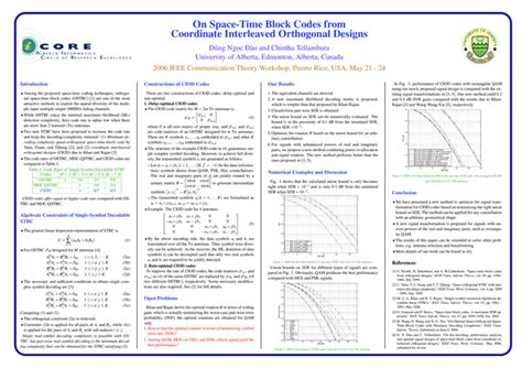 Pdf On Space Time Block Codes From Coordinate Interleaved Orthogonal Designs