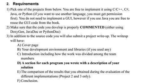 Solved 2 Requirements 1 Pick One Of The Projects From