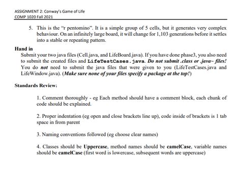 Assignment 2 Conways Game Of Life Comp 1020 Fall