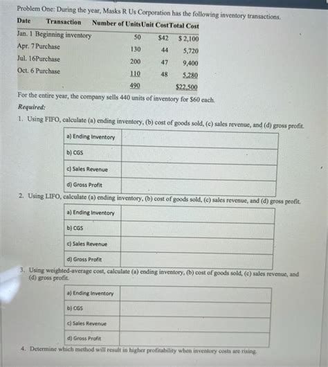 Solved Problem One During The Year Masks R Us Corporation