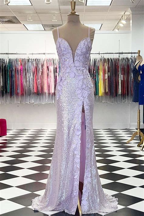 Magenta Sequin 3d Floral Lace Backless Mermaid Long Prom Dress With Sl