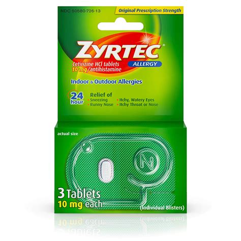Zyrtec 10mg Allergy Relief Tablets 24 Hour Relief Travel Size 3ct