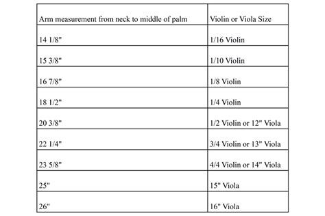 Orchestra Instrument Sizing Guide Andys Music