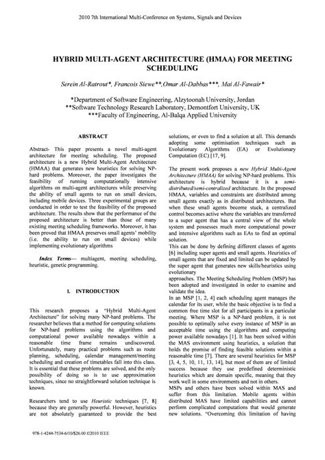 pdf hybrid multi agent architecture hmaa for meeting scheduling