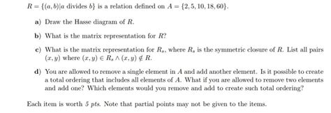solved r { a b ∣a divides b} is a relation defined on